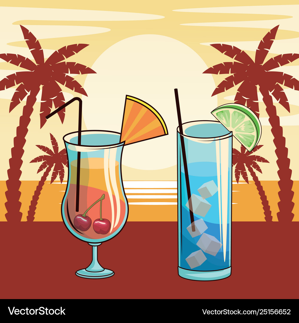 Alcoholic drinks beverages cartoon Royalty Free Vector Image