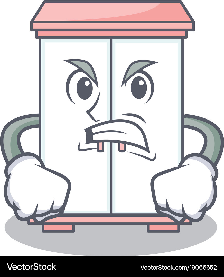 Angry cabinet character cartoon style Royalty Free Vector