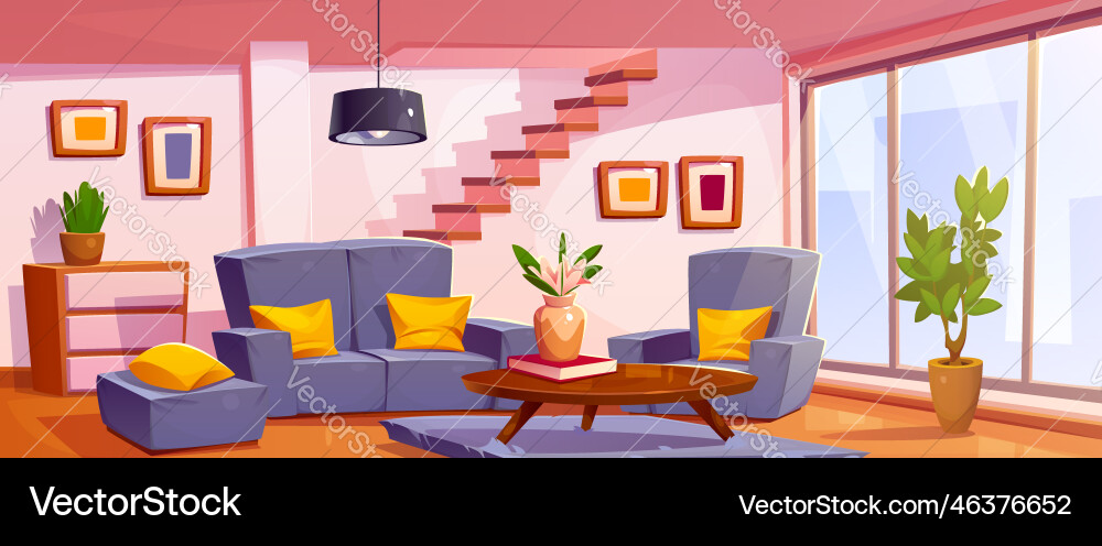 Cartoon living room interior design Royalty Free Vector