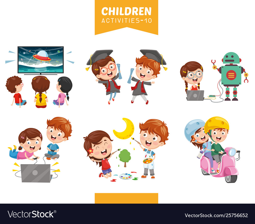 Children activities set Royalty Free Vector Image