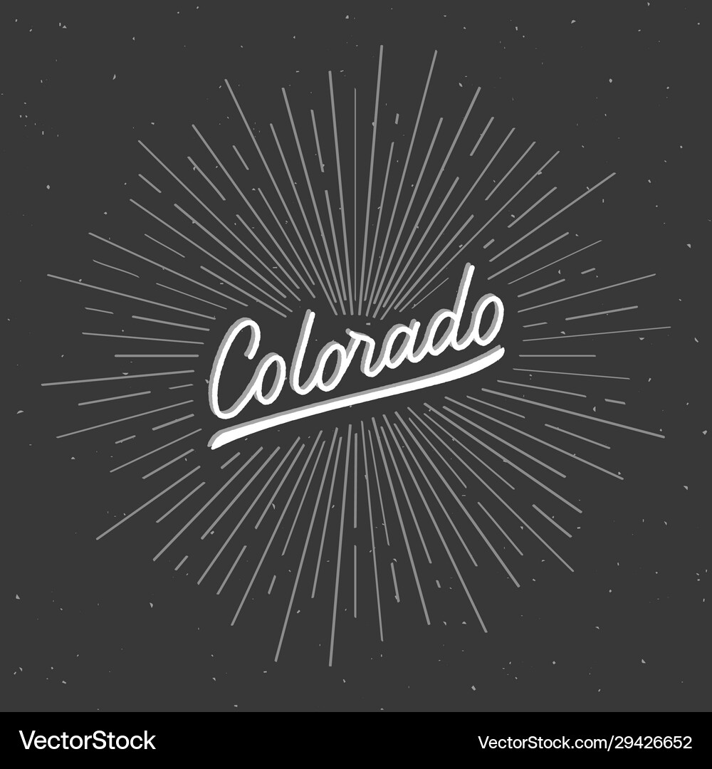 Colorado hand lettering with sunburst lines Vector Image