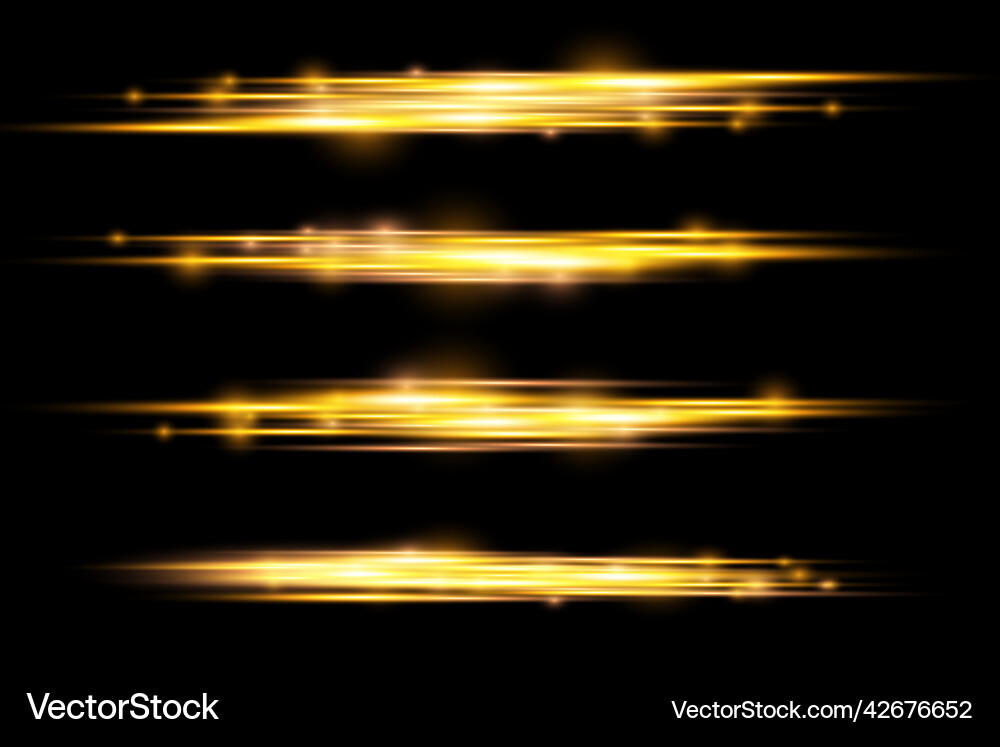 Golden glow line yellow horizontal light rays Vector Image