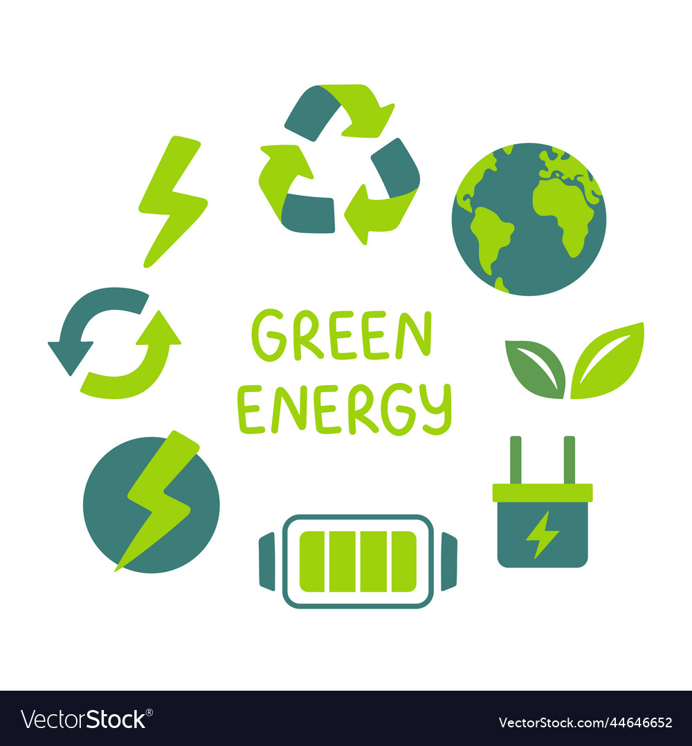 Green energy concept icons ecology Royalty Free Vector Image
