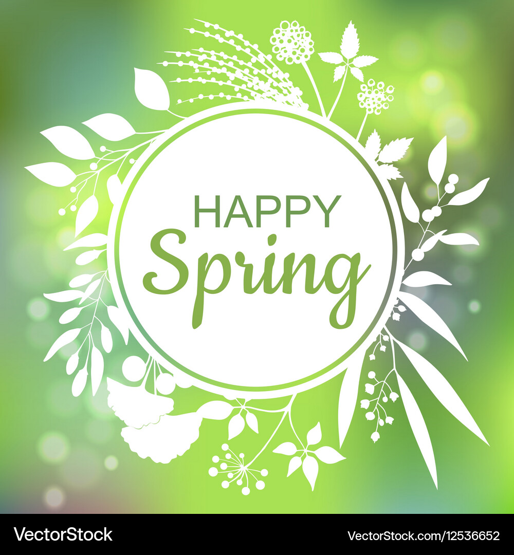 Happy spring green card design with a textured Vector Image