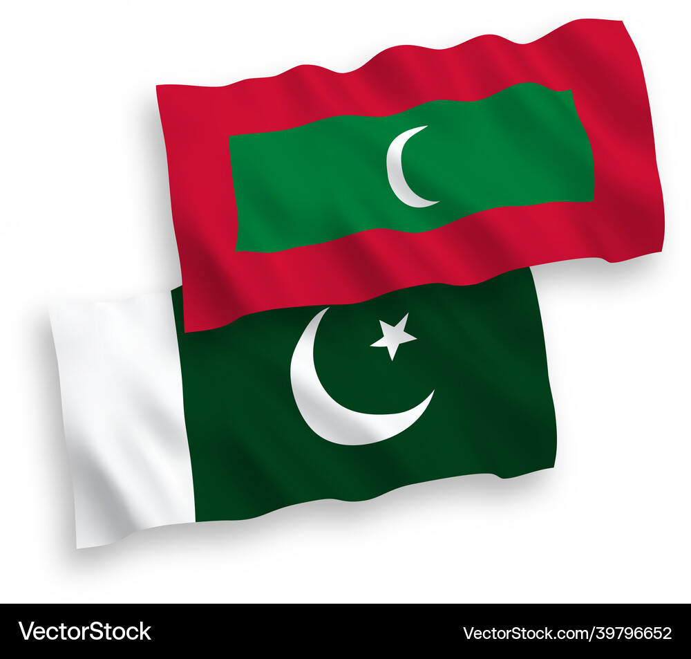 Maldives & Pakistan Flags on White Royalty Free Vector