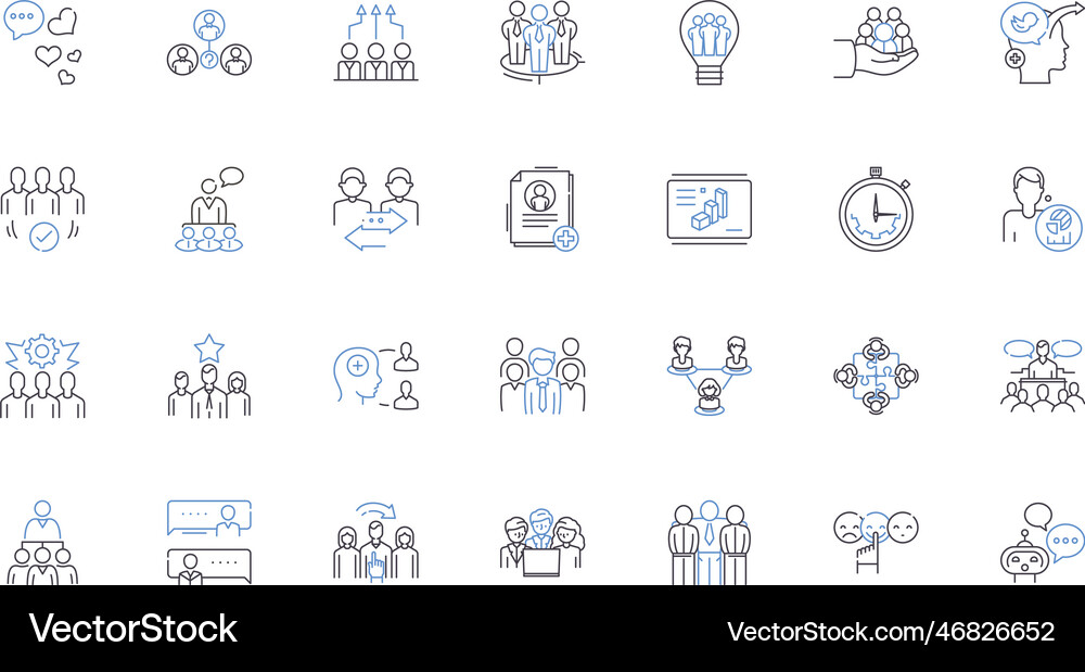 Oversight hub line icons collection management Vector Image