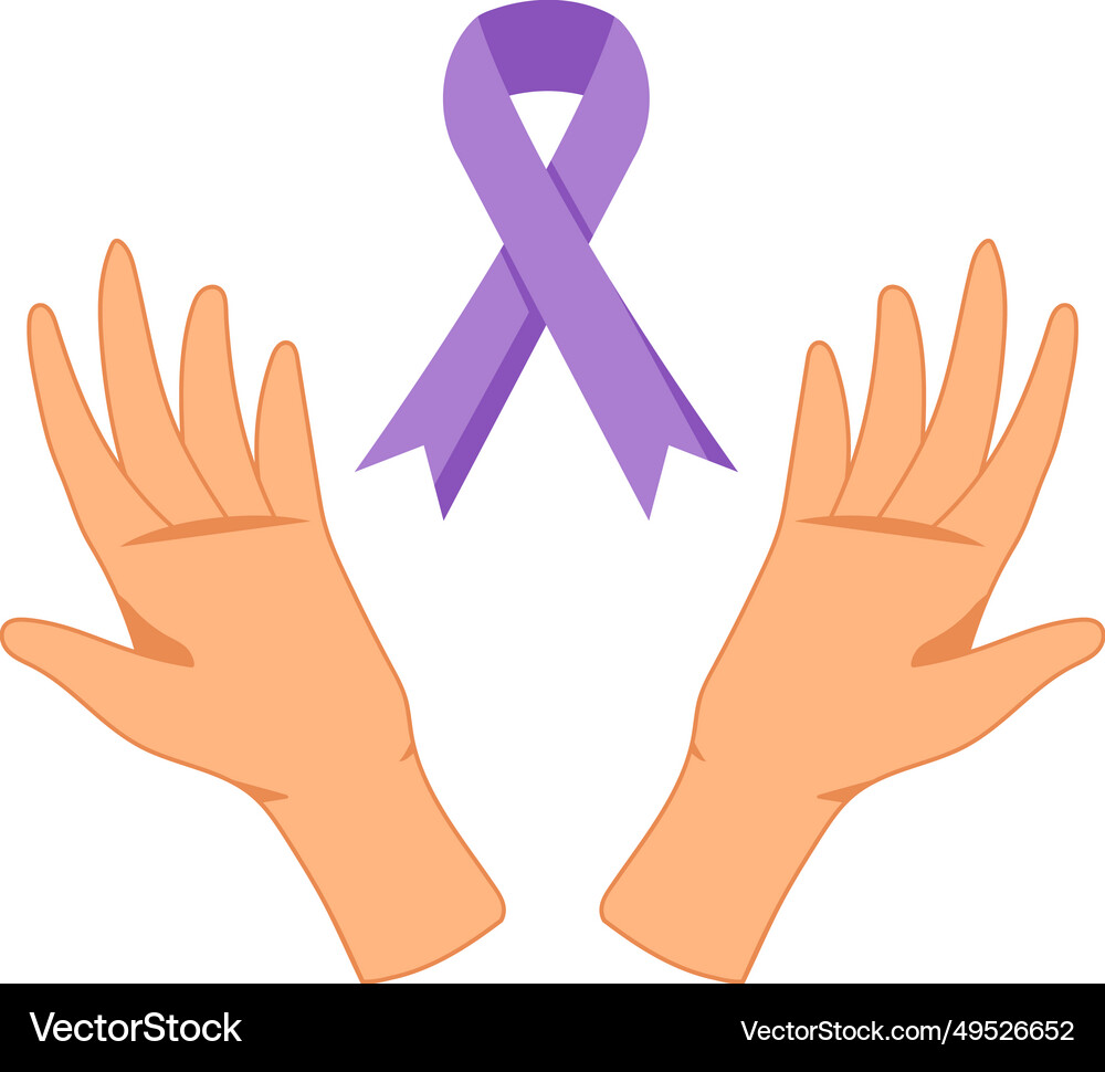 Rett syndrome ribbon on hands Royalty Free Vector Image