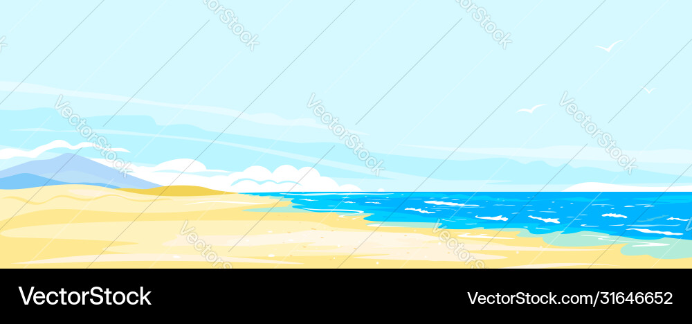 Sea coast panorama with sandy beach Royalty Free Vector