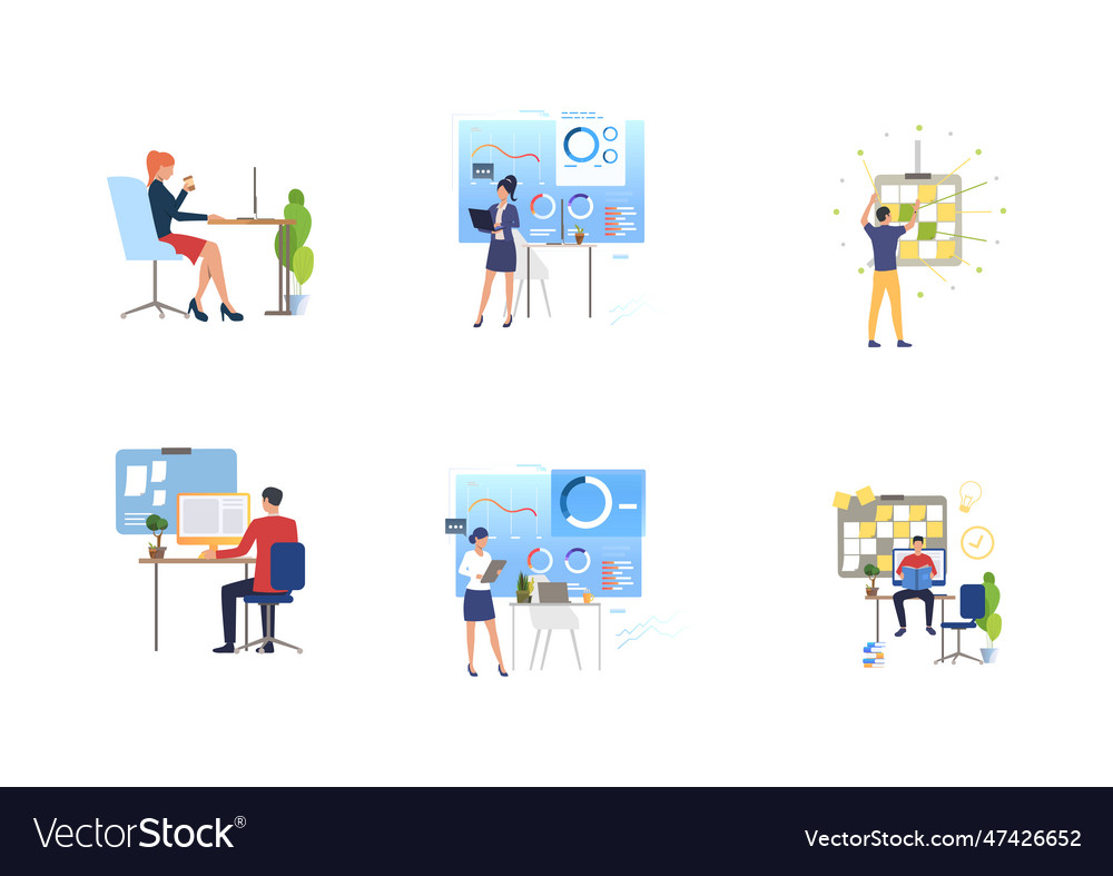 Work on project set Royalty Free Vector Image - VectorStock