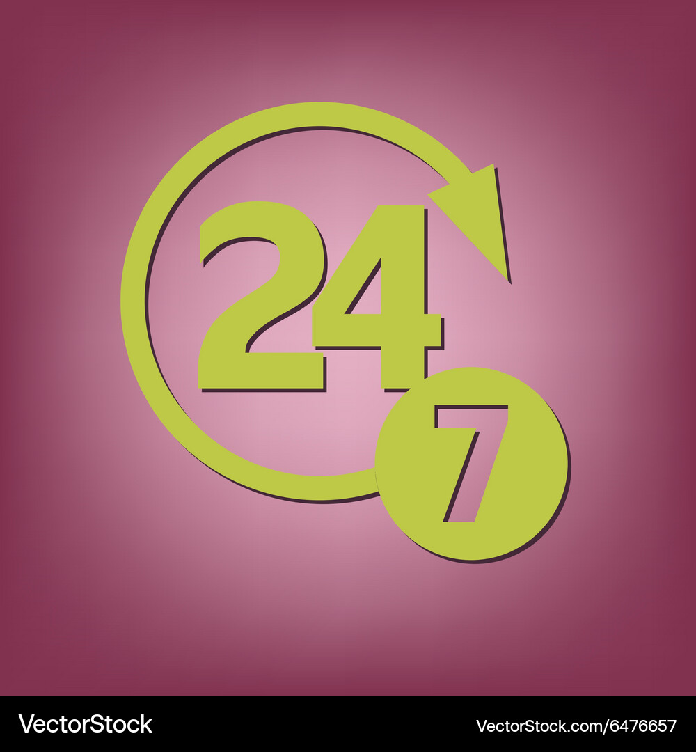 24 7 character 247 open hours a day and 7 Vector Image