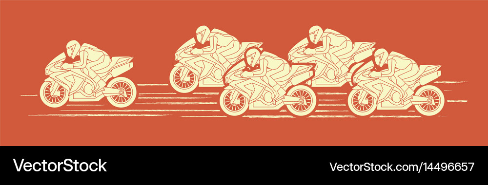 5 motorcycle racing team side view graphic Vector Image