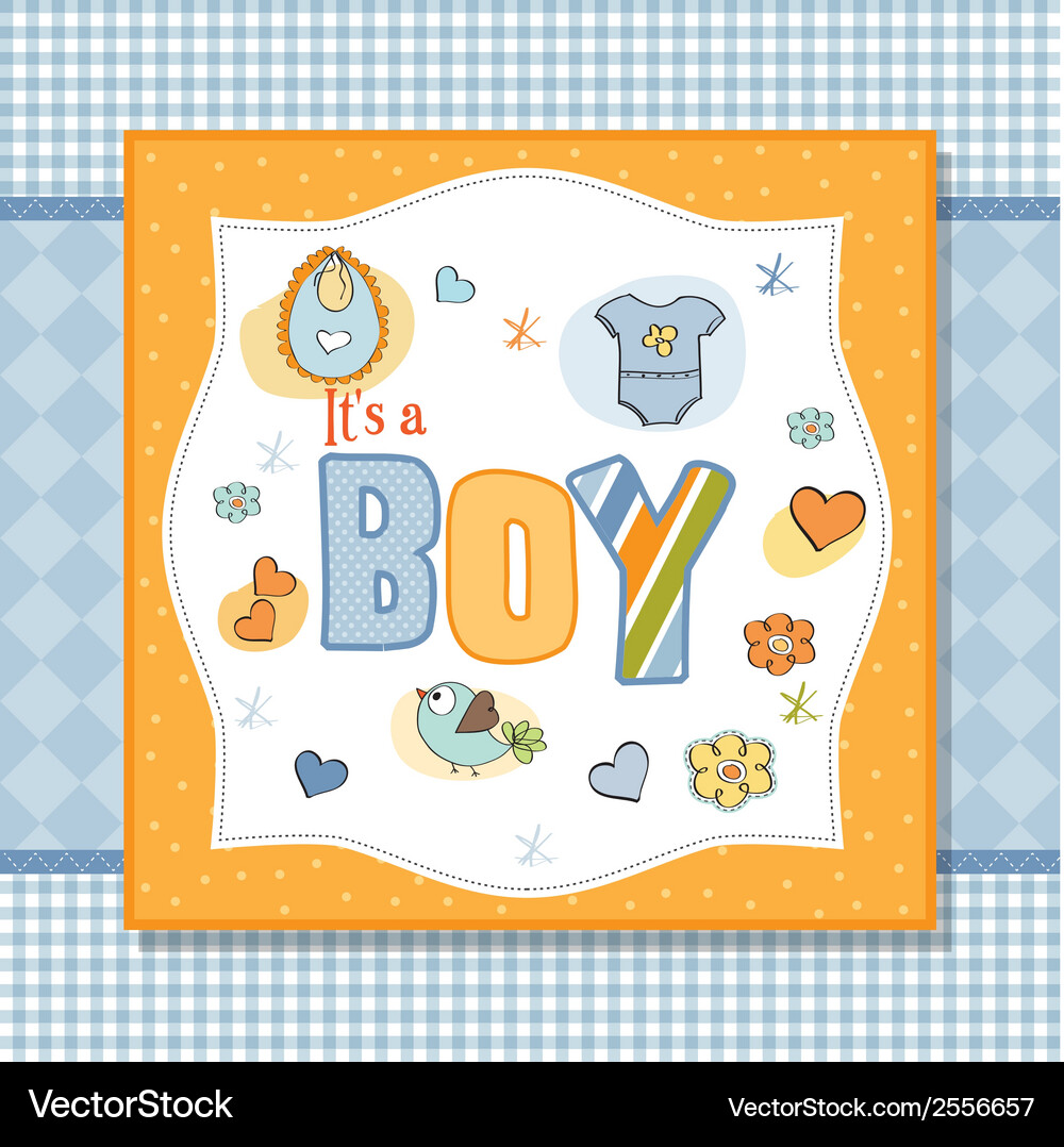 Baby boy shower card Royalty Free Vector Image