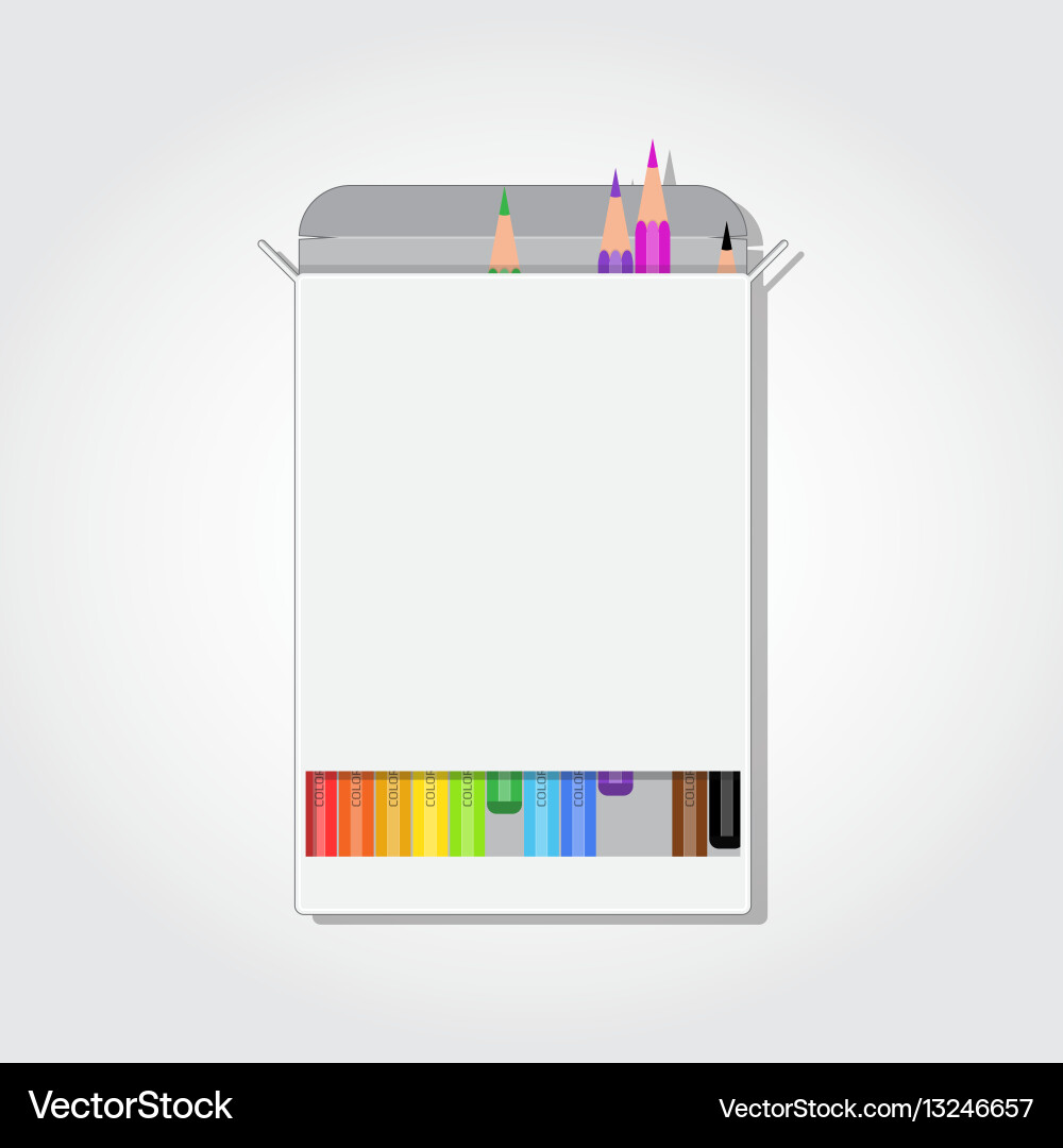 Blank box with colorful pencils rectangle cut and Vector Image