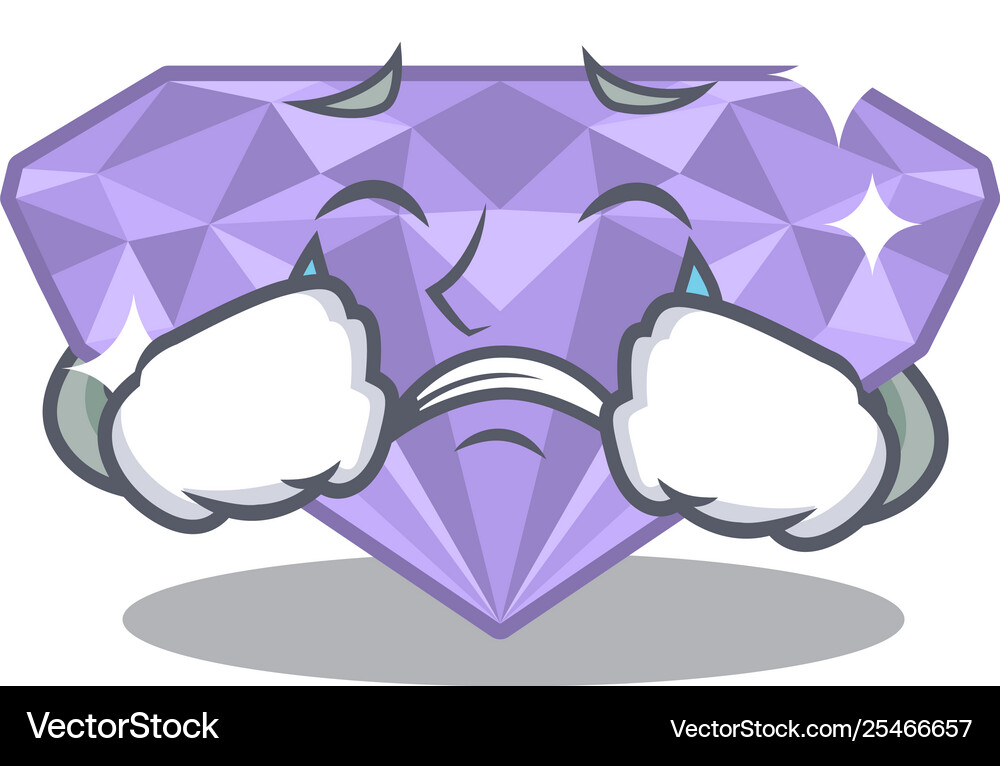 Crying violet diamond in a cartoon bag Royalty Free Vector