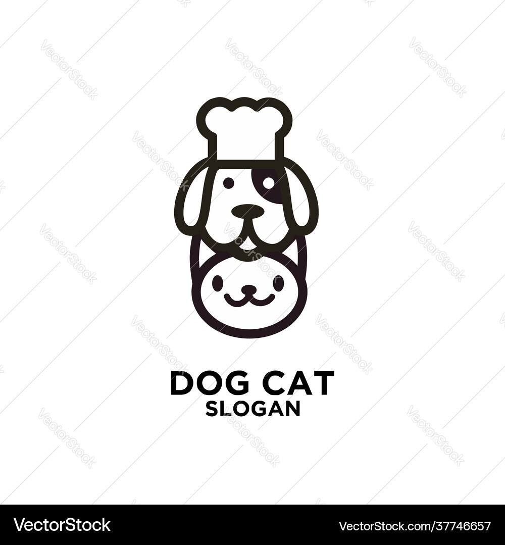 Cute dog cat chef logo icon design Royalty Free Vector Image
