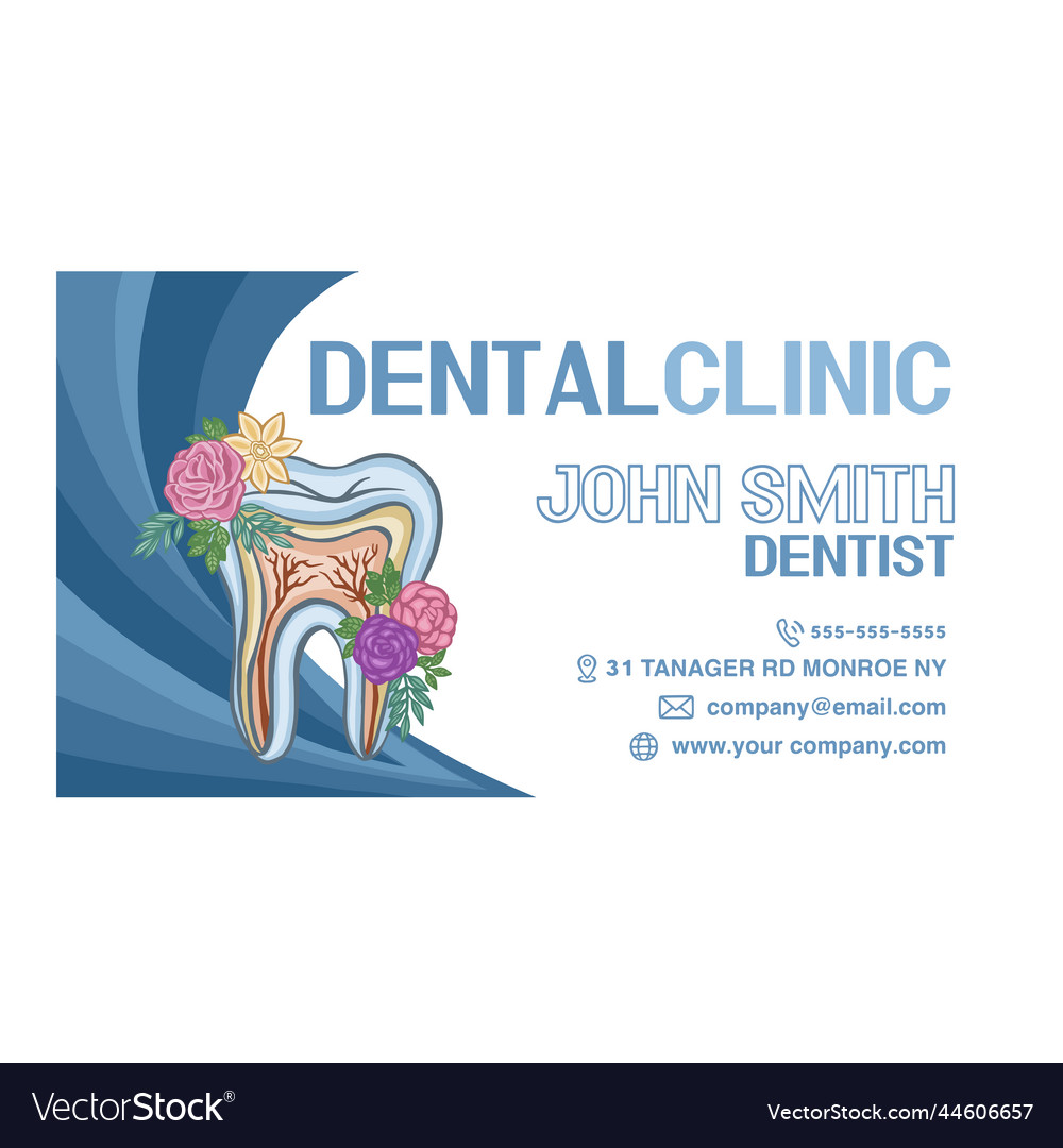 Dental clinic business card healthy mouth Vector Image