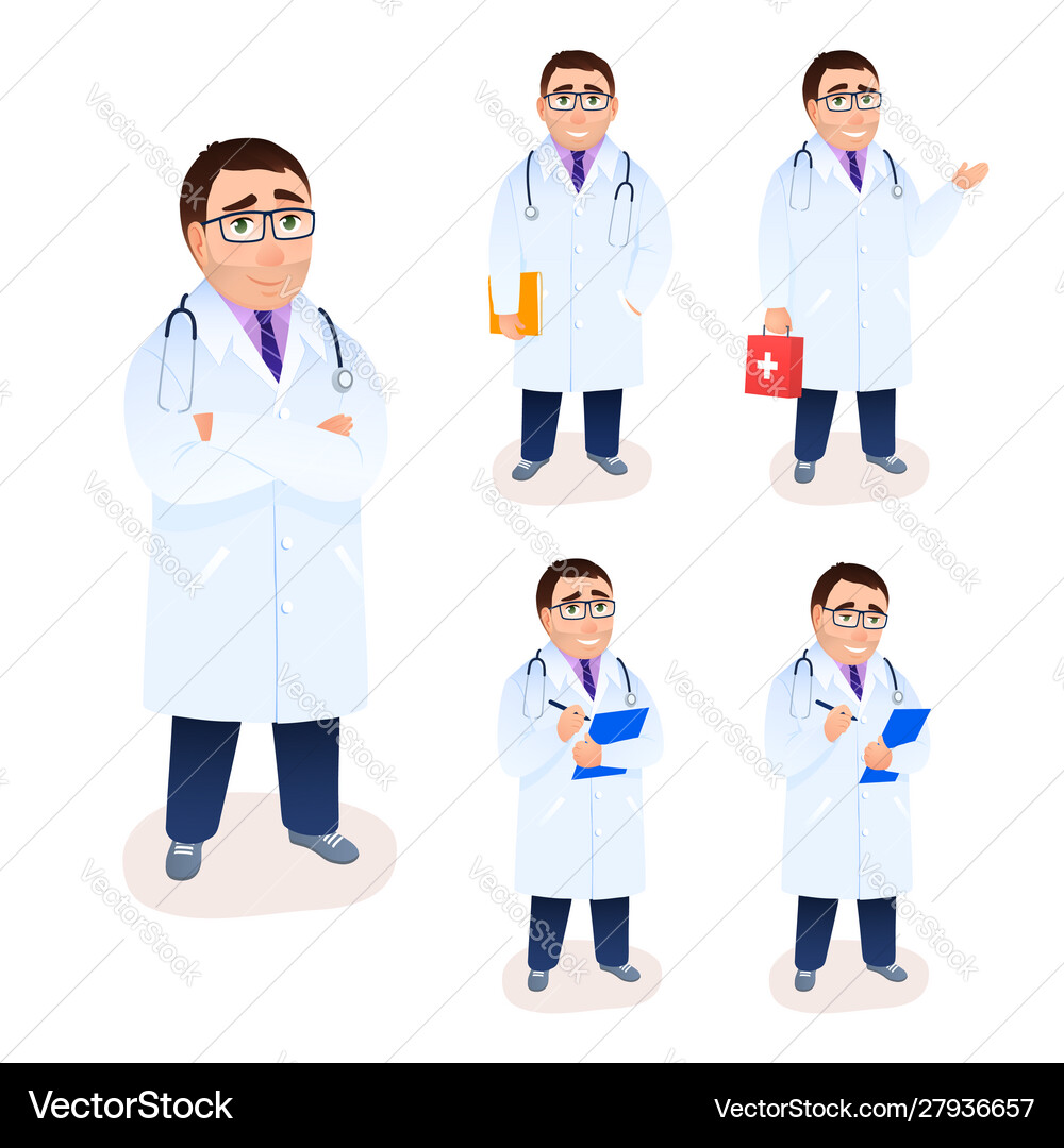 Flat doctor character portrait on white background