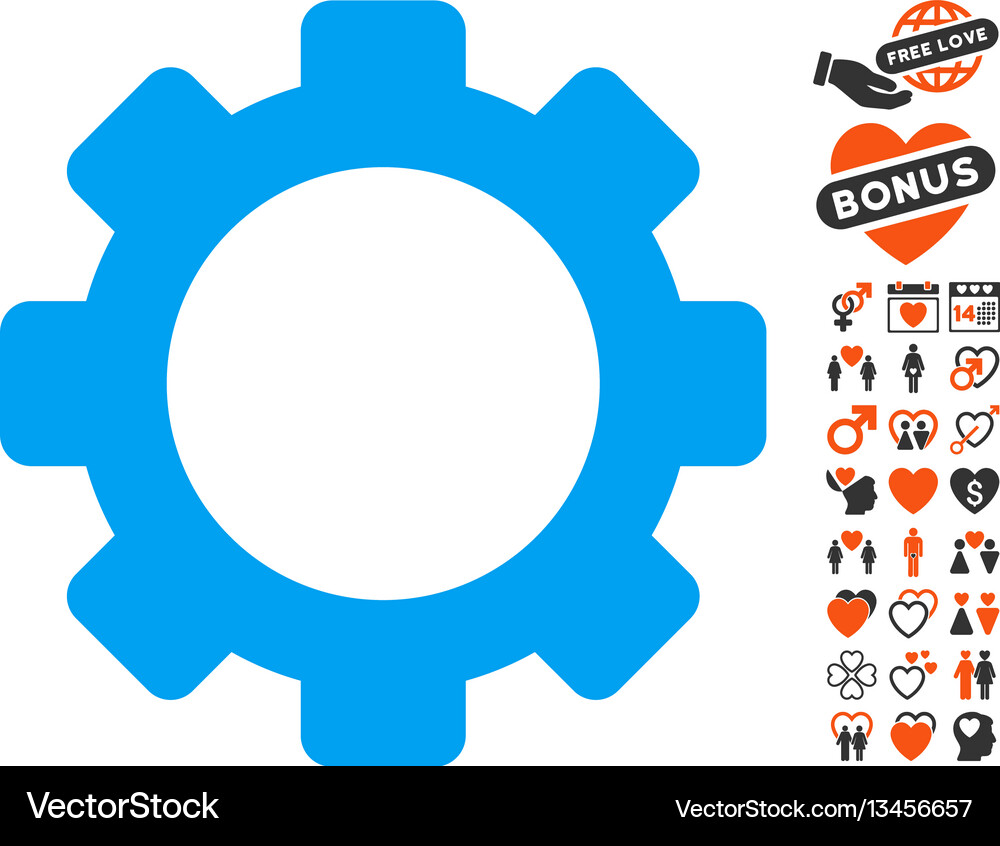 Gear icon with dating bonus Royalty Free Vector Image
