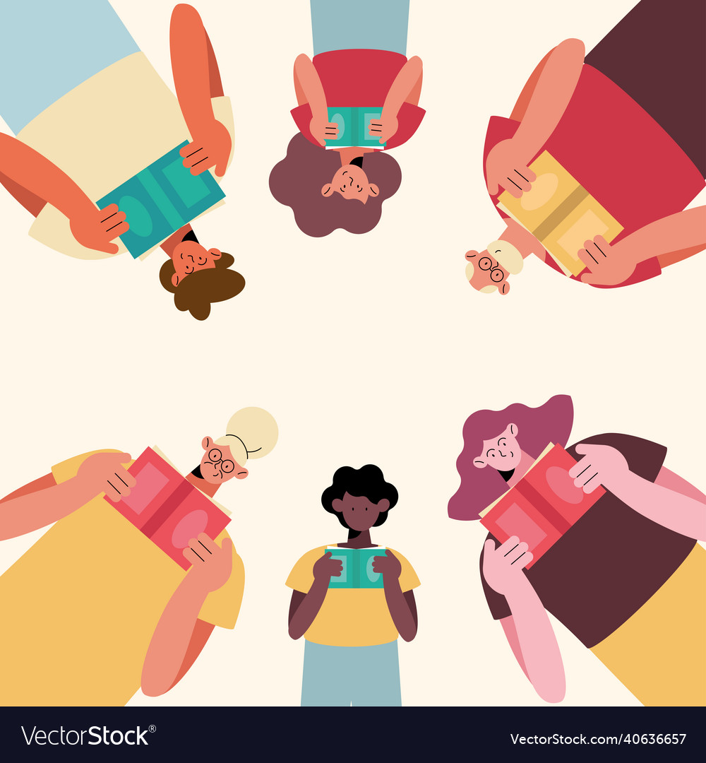 Generations persons reading Royalty Free Vector Image