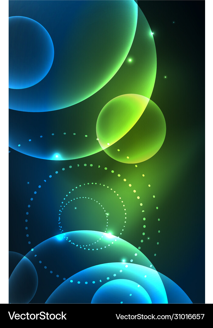 Neon shiny transparent glowing circles with light Vector Image