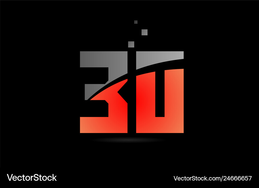 Orange grey on black background number 30 Vector Image