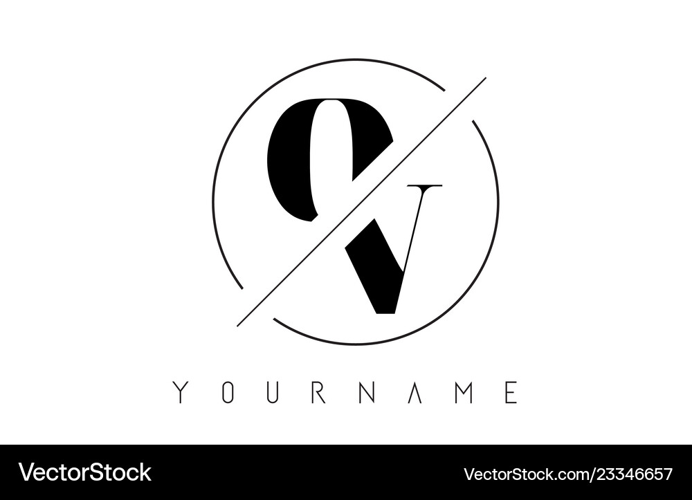 Ov letter logo with cutted and intersected design Vector Image