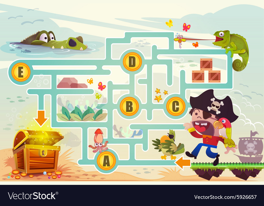 Pirate try to find the treasure in the sea Vector Image