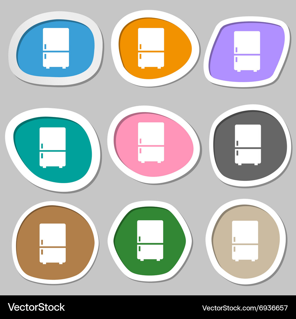 Refrigerator symbols multicolored paper stickers Vector Image