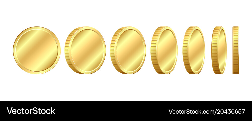 Set of coins in different positions Royalty Free Vector