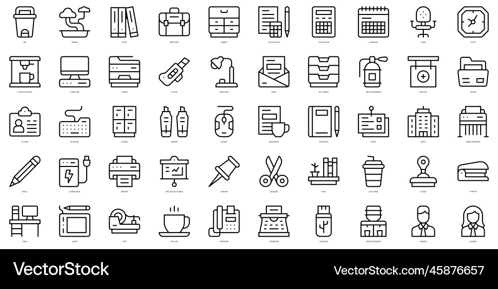 Set of thin line workplace icons Royalty Free Vector Image