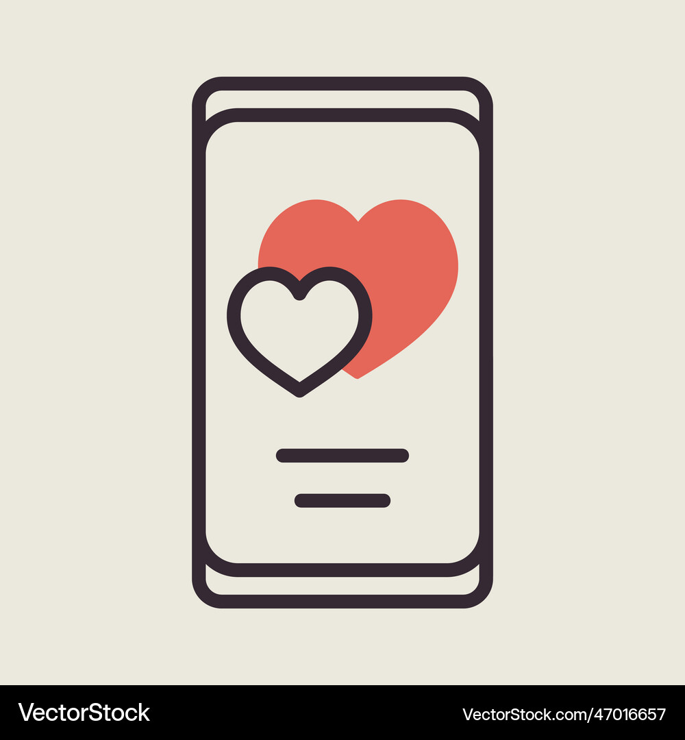 Smartphone with two hearts on the screen icon Vector Image
