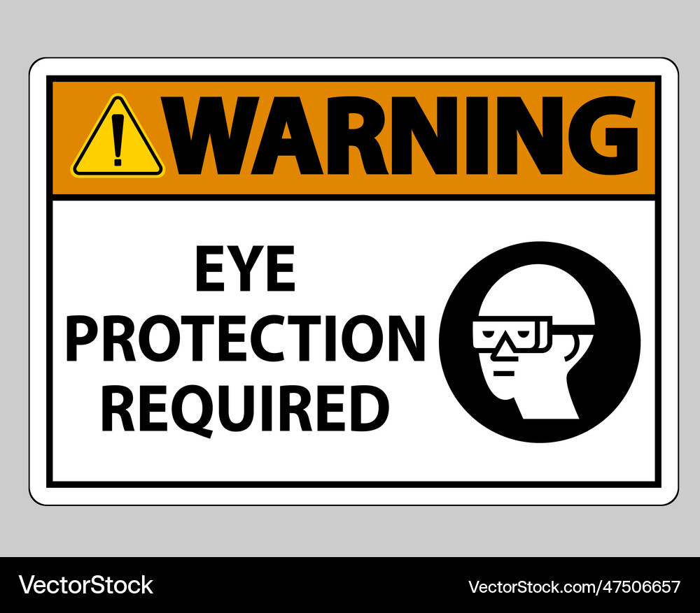 Warning sign eye protection required on white Vector Image