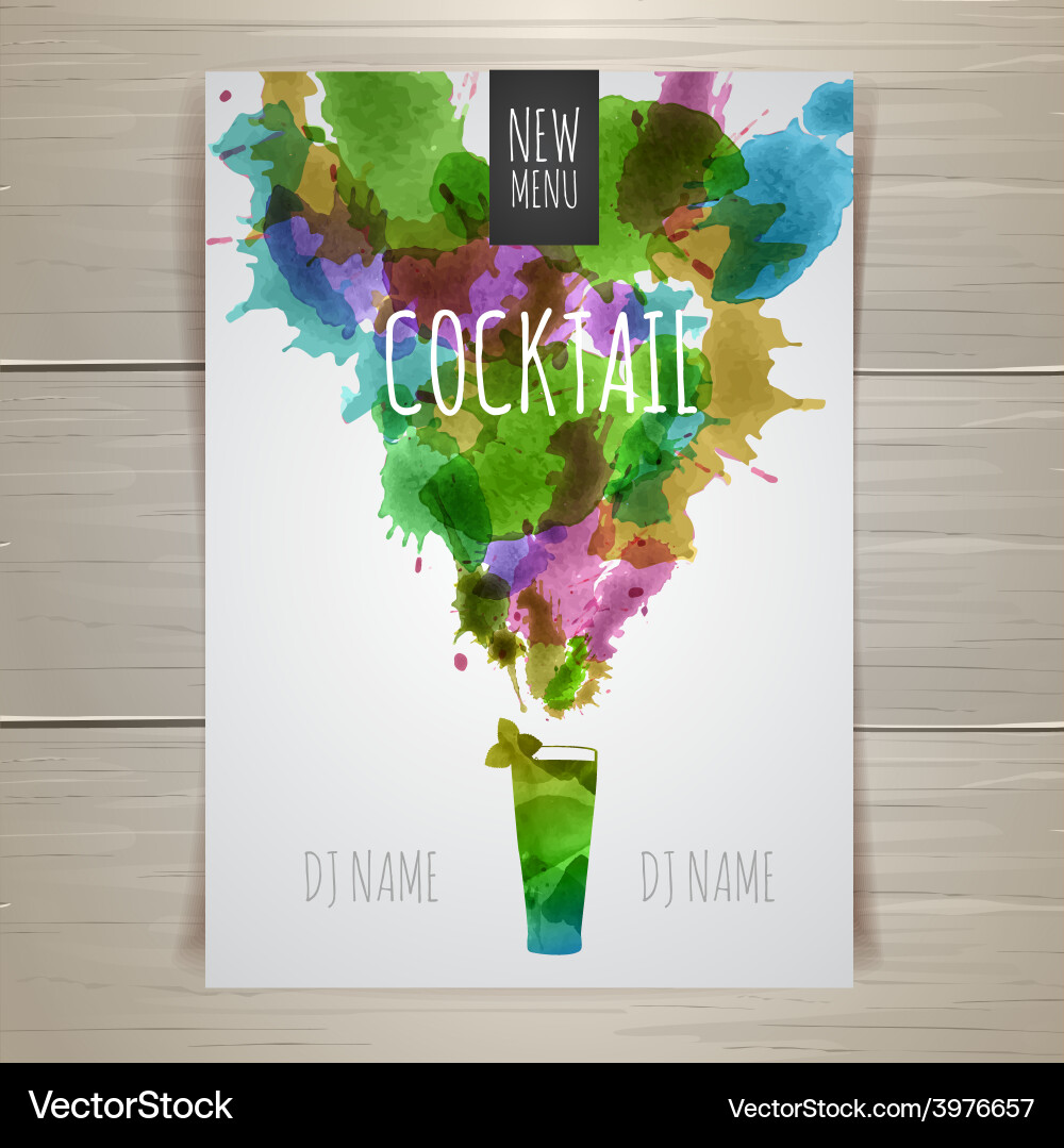 Watercolor cocktail poster Royalty Free Vector Image