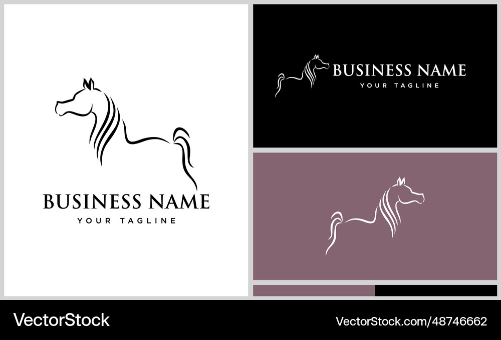 Arabian horse line logo template Royalty Free Vector Image