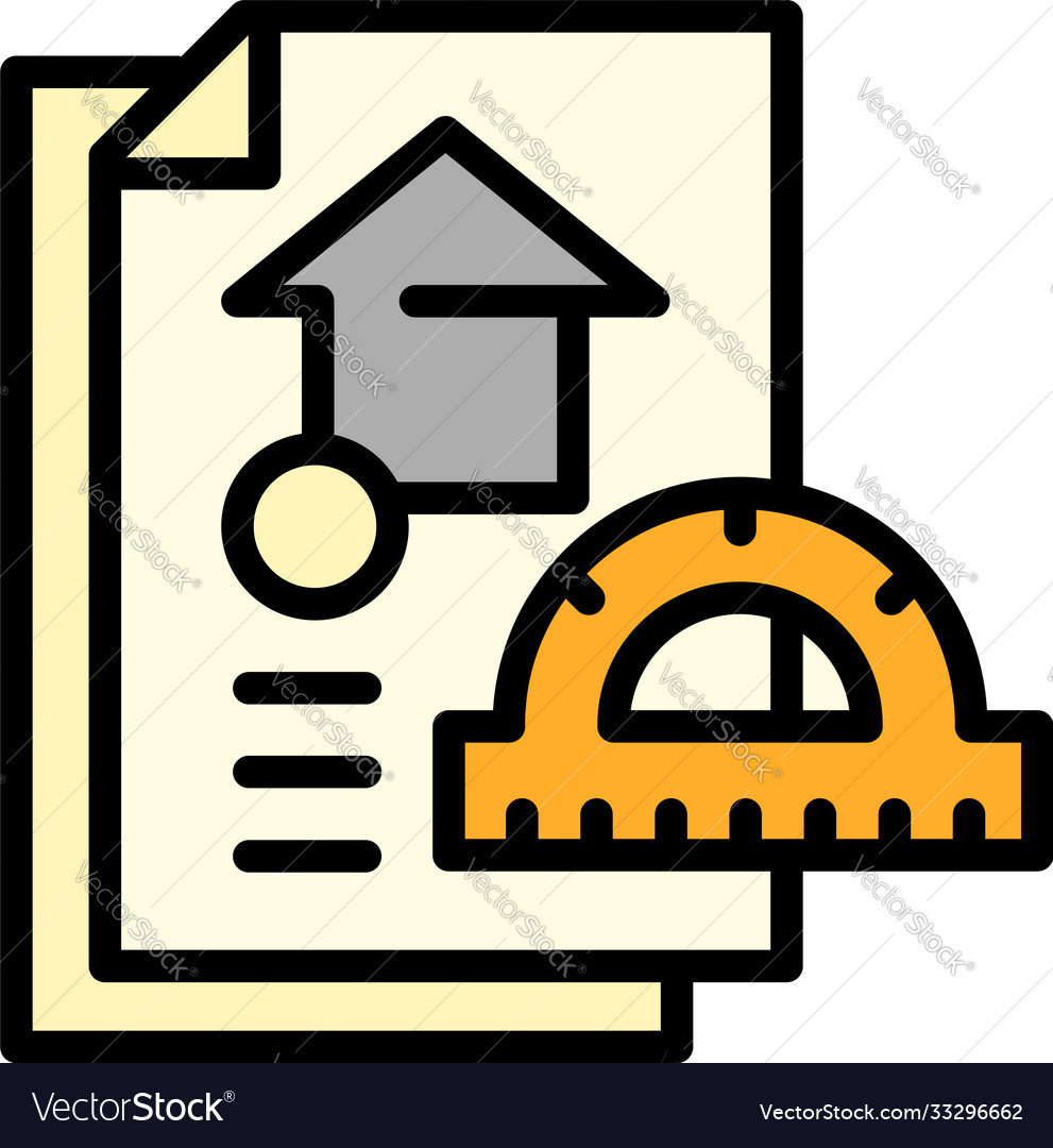 Architect Protractor House Project Icon Outline Vector Image