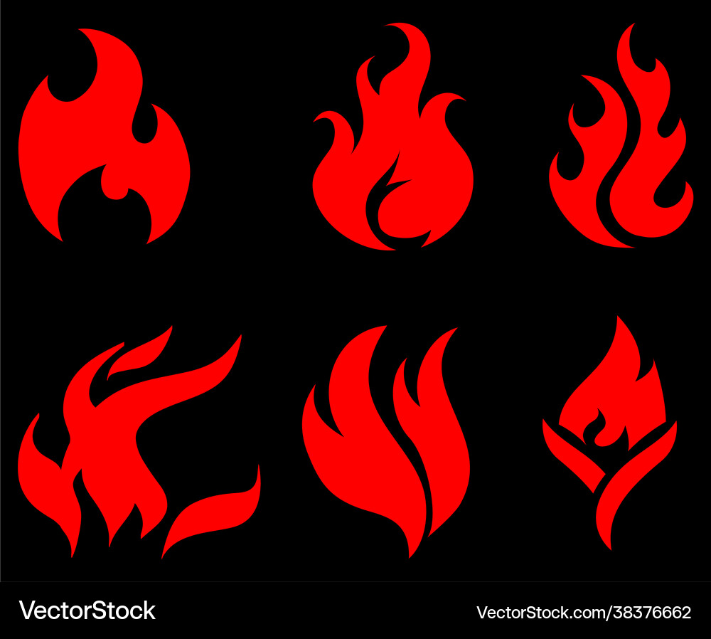 Design fire torch red collection symbols flame Vector Image