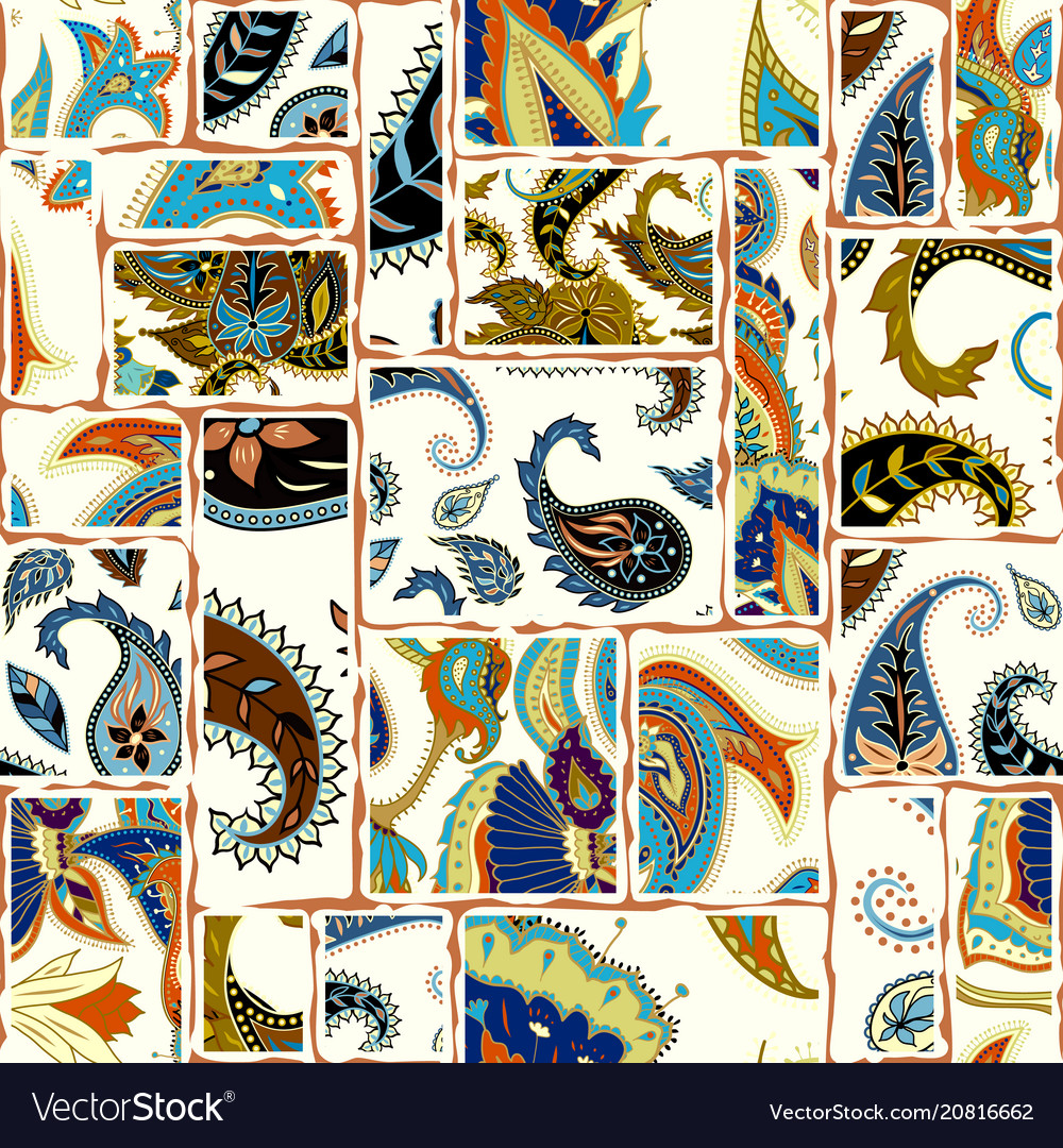 Geometric patchwork pattern a squares Royalty Free Vector