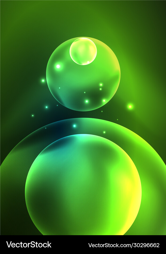 Glowing neon shiny transparent bubbles glass Vector Image