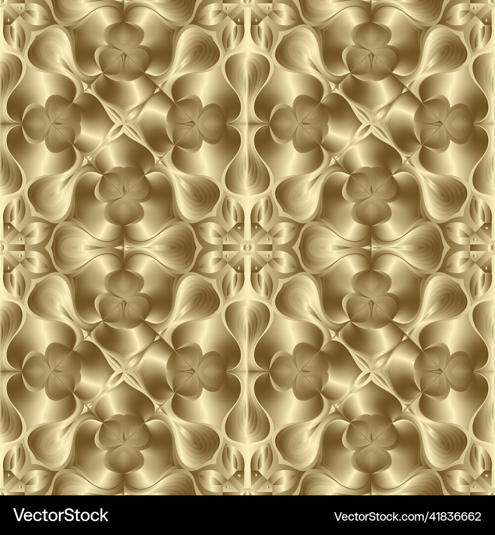 Gold floral 3d seamless pattern luxury shiny Vector Image