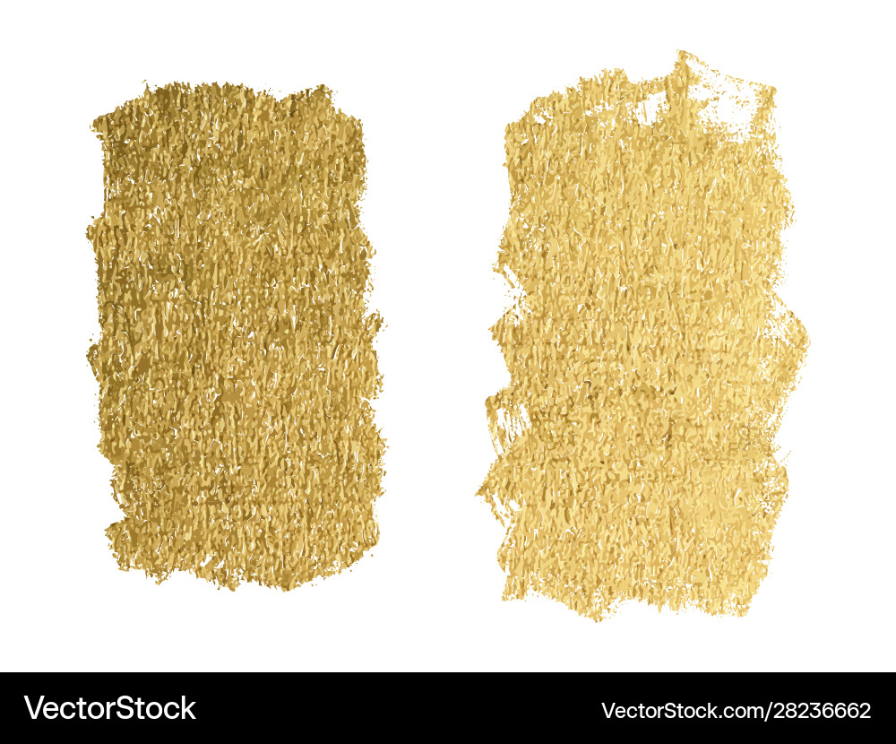 Gold paint smear stroke stain set abstract Vector Image