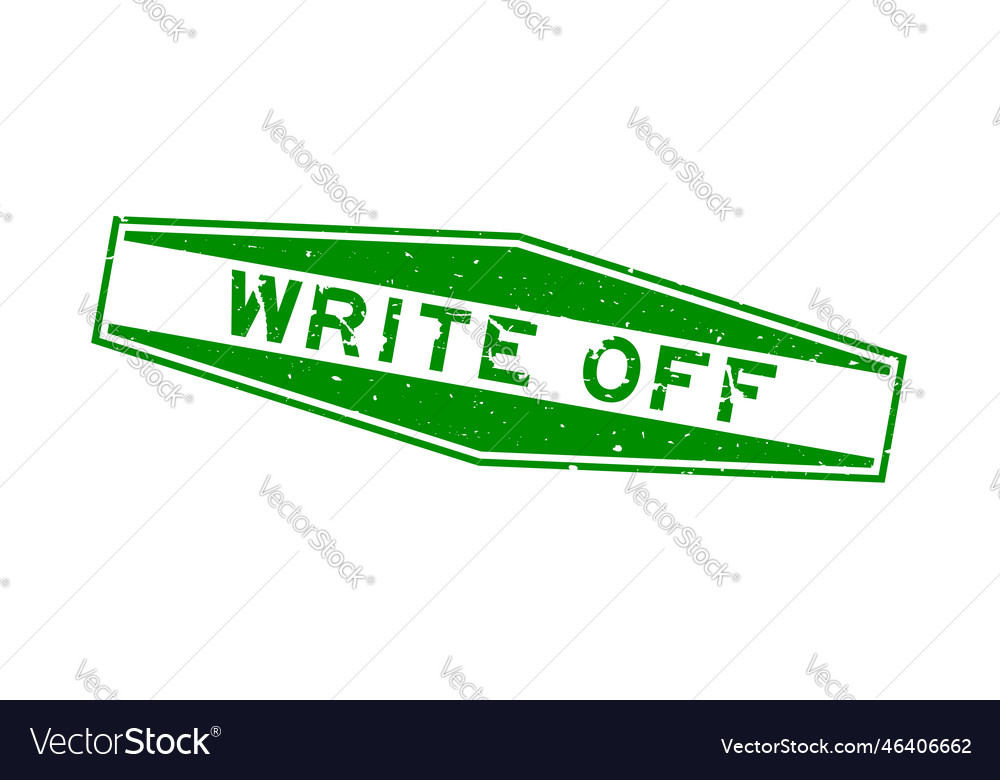 Grunge green write off word hexagon rubber seal Vector Image