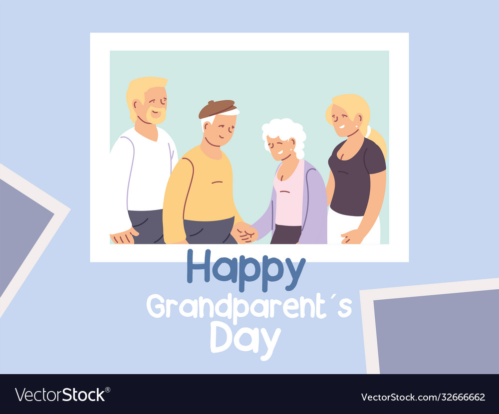 Happy grandparents day poster with photo Vector Image