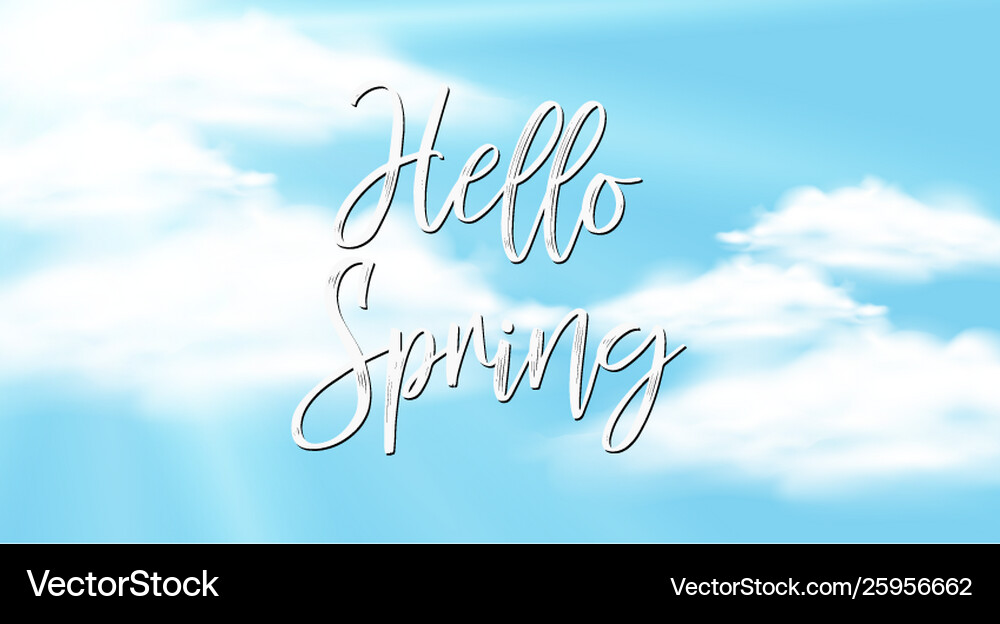 Hello spring text letter Royalty Free Vector Image