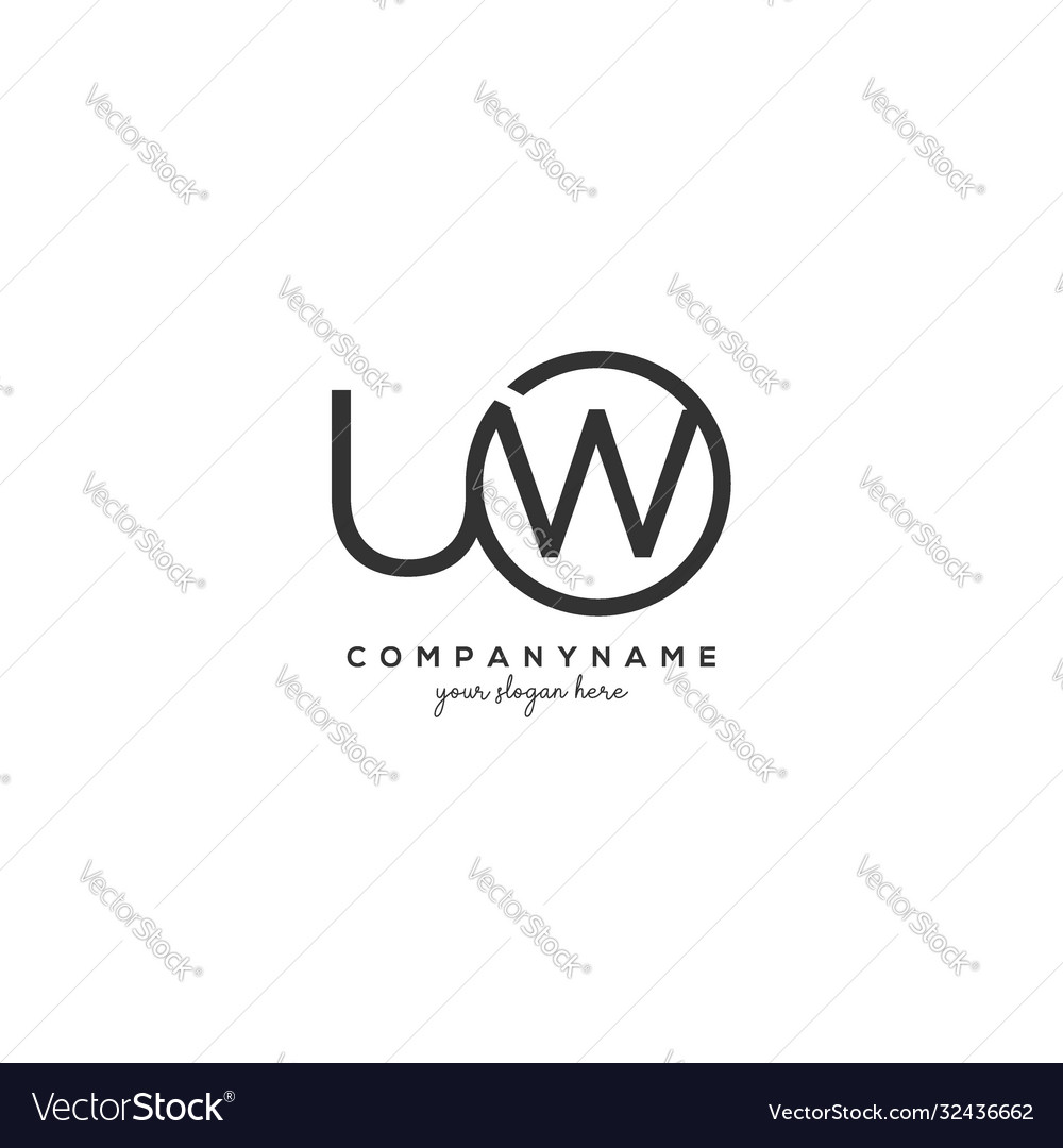 Initial uw letter logo with circle template Vector Image