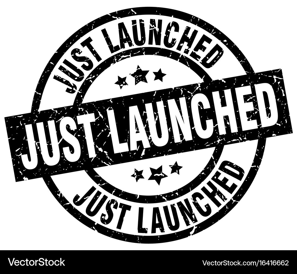 Just launched round grunge black stamp Royalty Free Vector