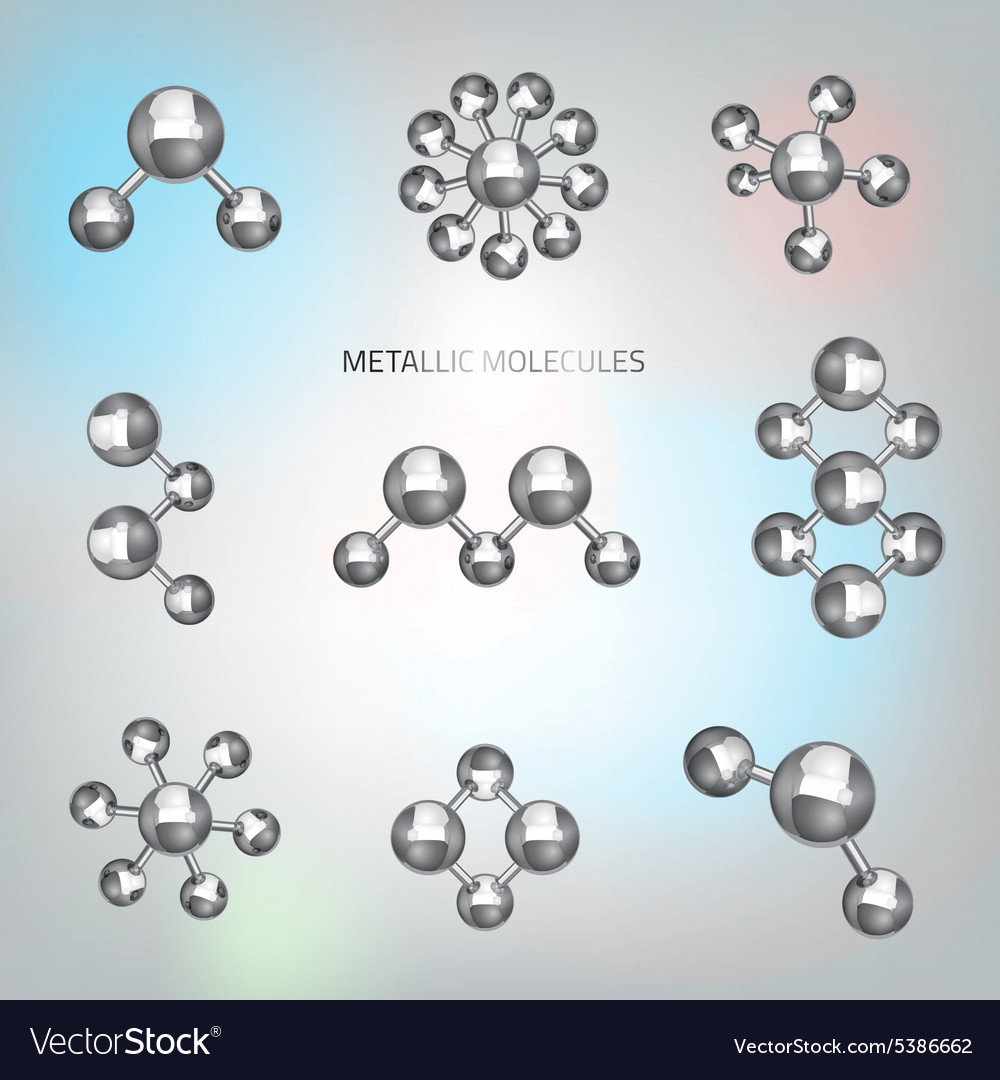 Metallic molecular objects Royalty Free Vector Image