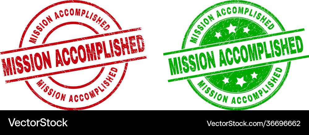 Mission accomplished round stamp seals with Vector Image