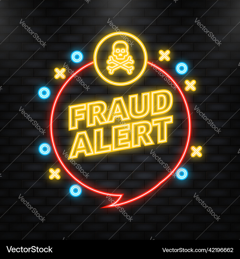 Neon icon fraud alert alert message smartphone Vector Image