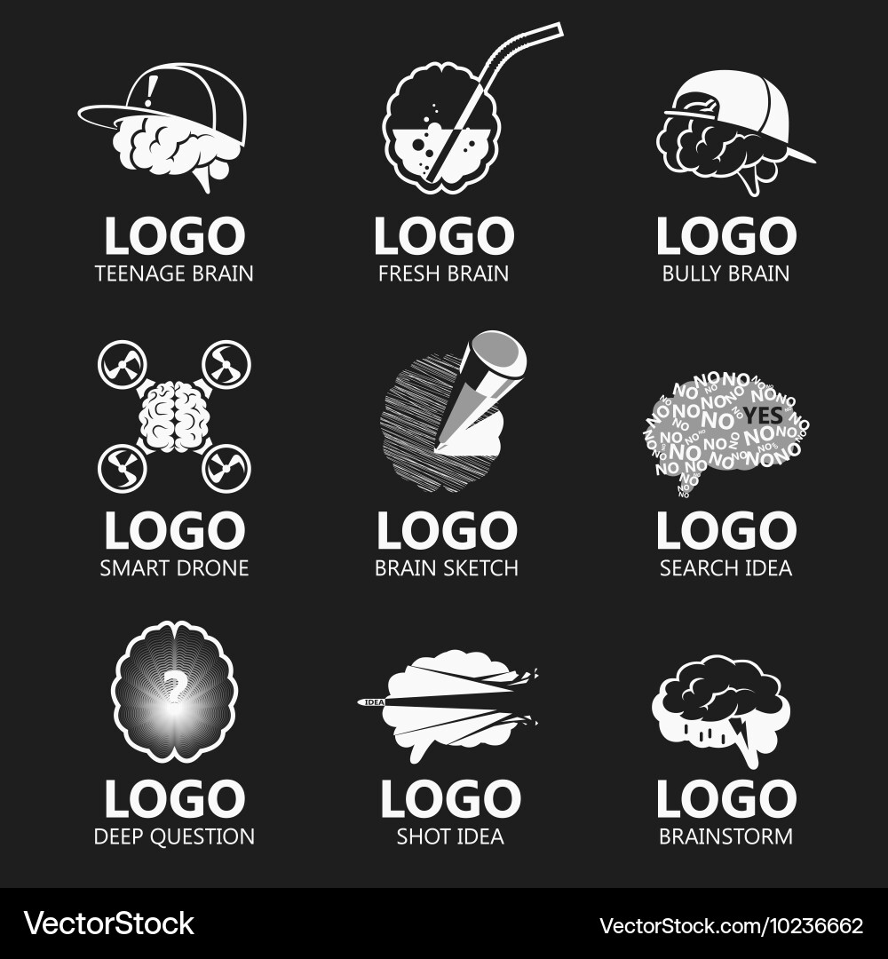 Set of brain sign Royalty Free Vector Image - VectorStock