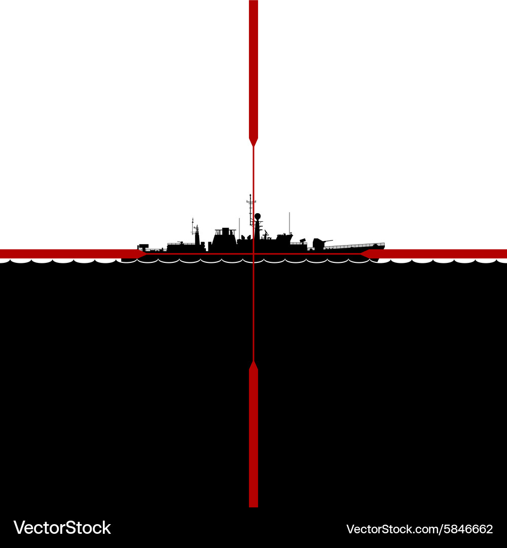 Ship in the periscope crosshairs Royalty Free Vector Image